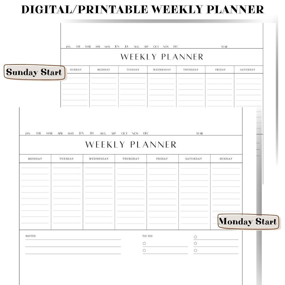 Weekly Planner EDITABLE Weekly Schedule, Daily Planner, Undated Planner ...