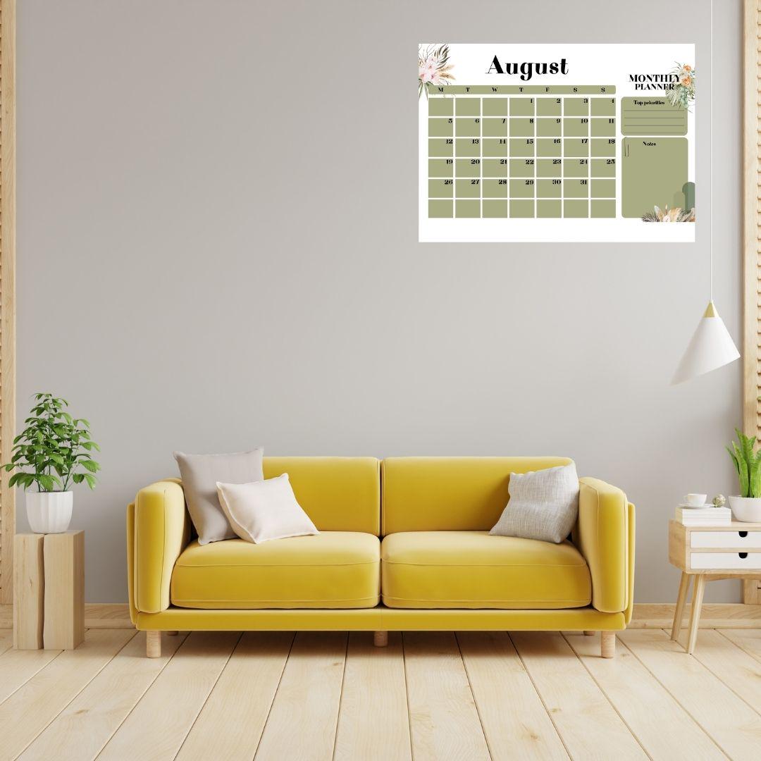 2024 Undated/dates August Monthly Calendar With Notes, Landscape ...