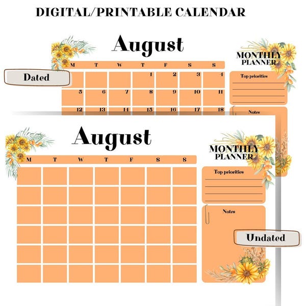 August 2024 Calendar Printable Garden Planner Calendar Cute Garden ...