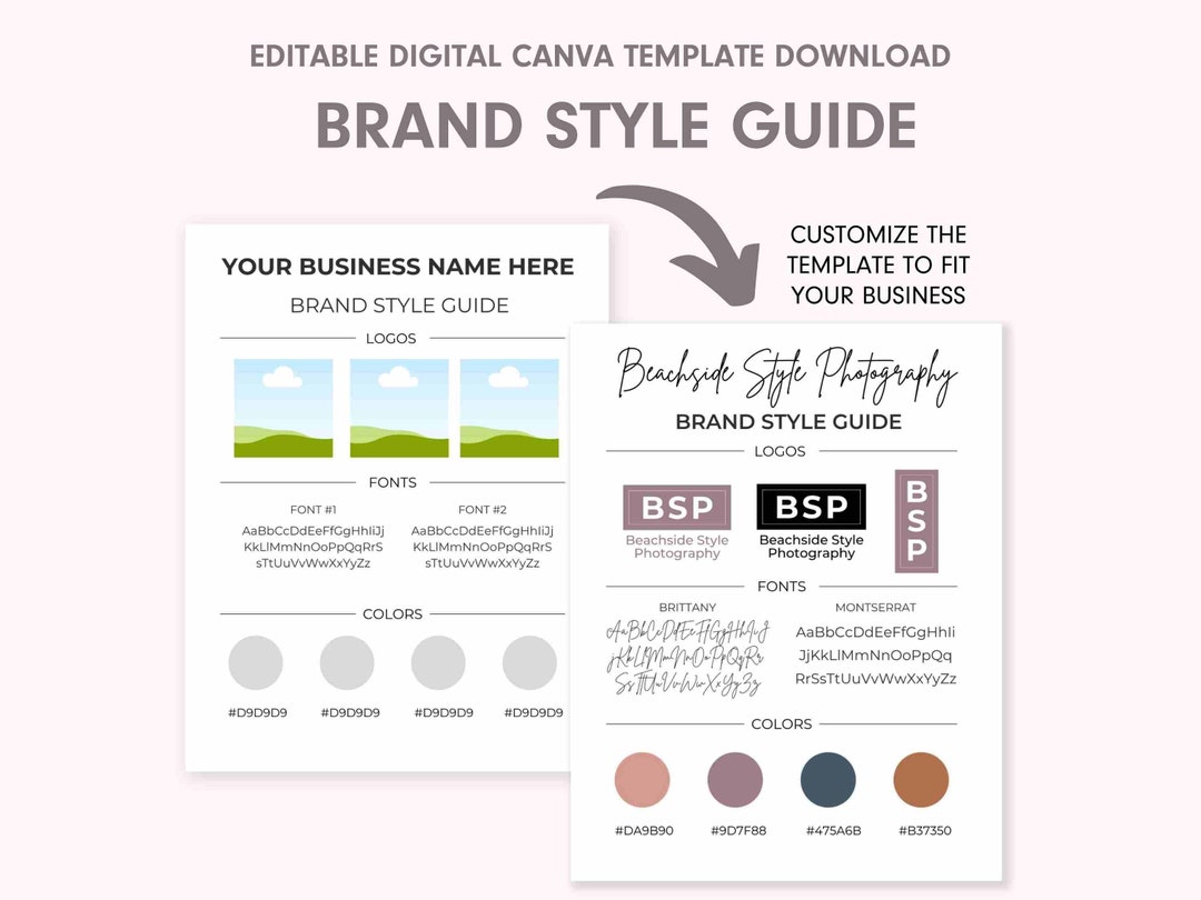 Customizable Brand Style Guide Template, Editable Branding Toolkit for ...