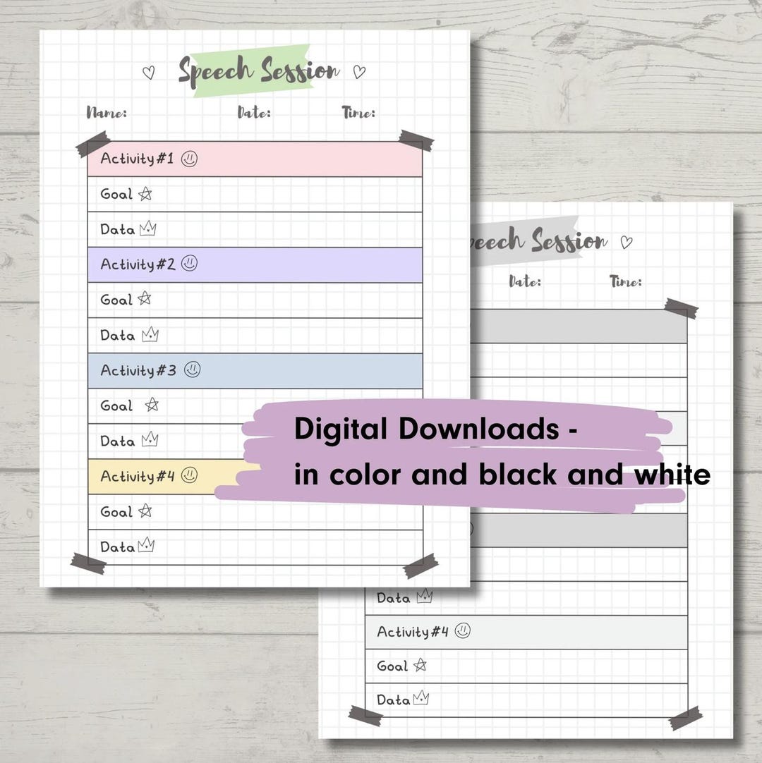 Digital Speech Therapy Daily Session Agenda Activity, Goals, and Data ...