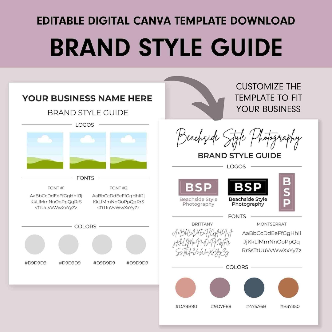 Customizable Brand Style Guide Template, Editable Branding Toolkit for Small Businesses, Canva ...