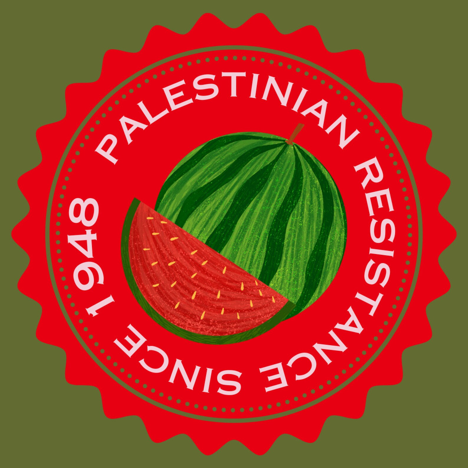Palestinian Resistance Digital Stamp Print Watermelon Design - Etsy