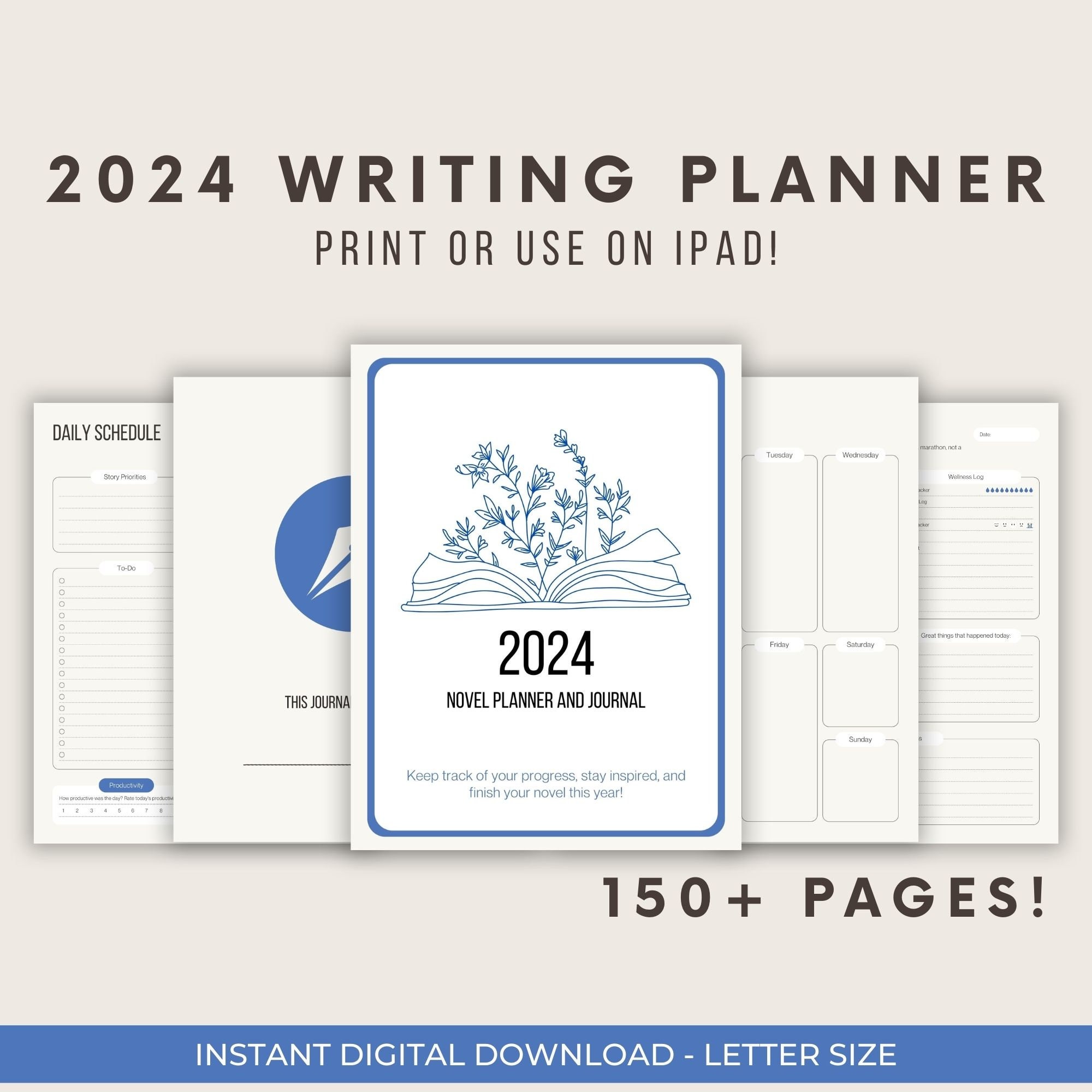 2024 Writing Planner | Printable Novel Planner | iPad Journal for ...