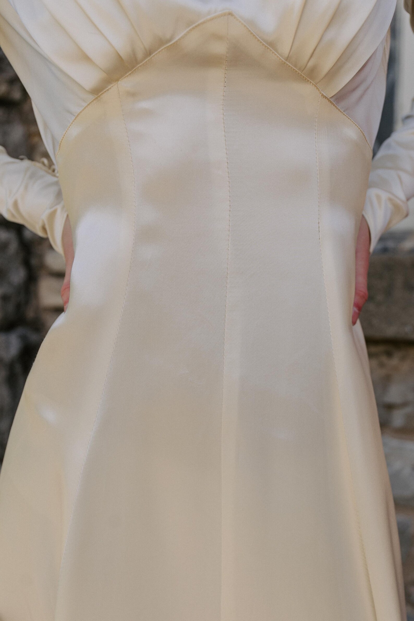 40s Ivory Liquid Satin Gown With Flower Bodice and Puff Sleeve - Etsy