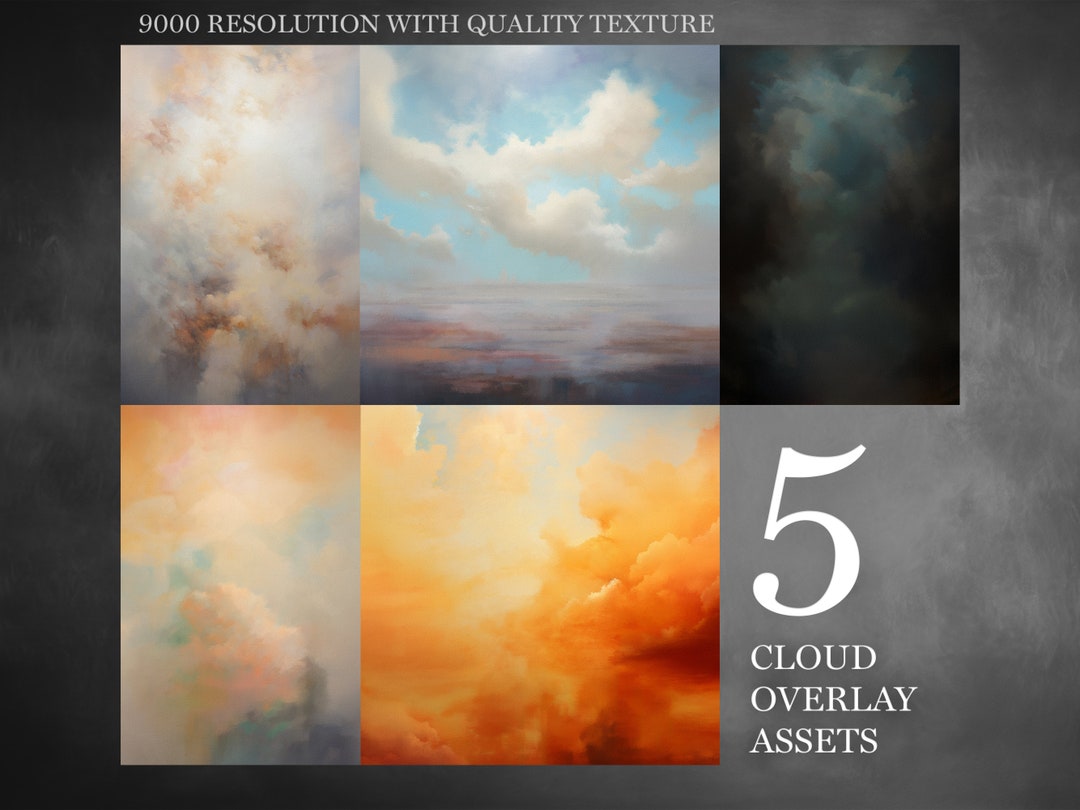Fine Art Cloud Backdrop Overlays: Dreamy Cloud Digital Backdrops for ...