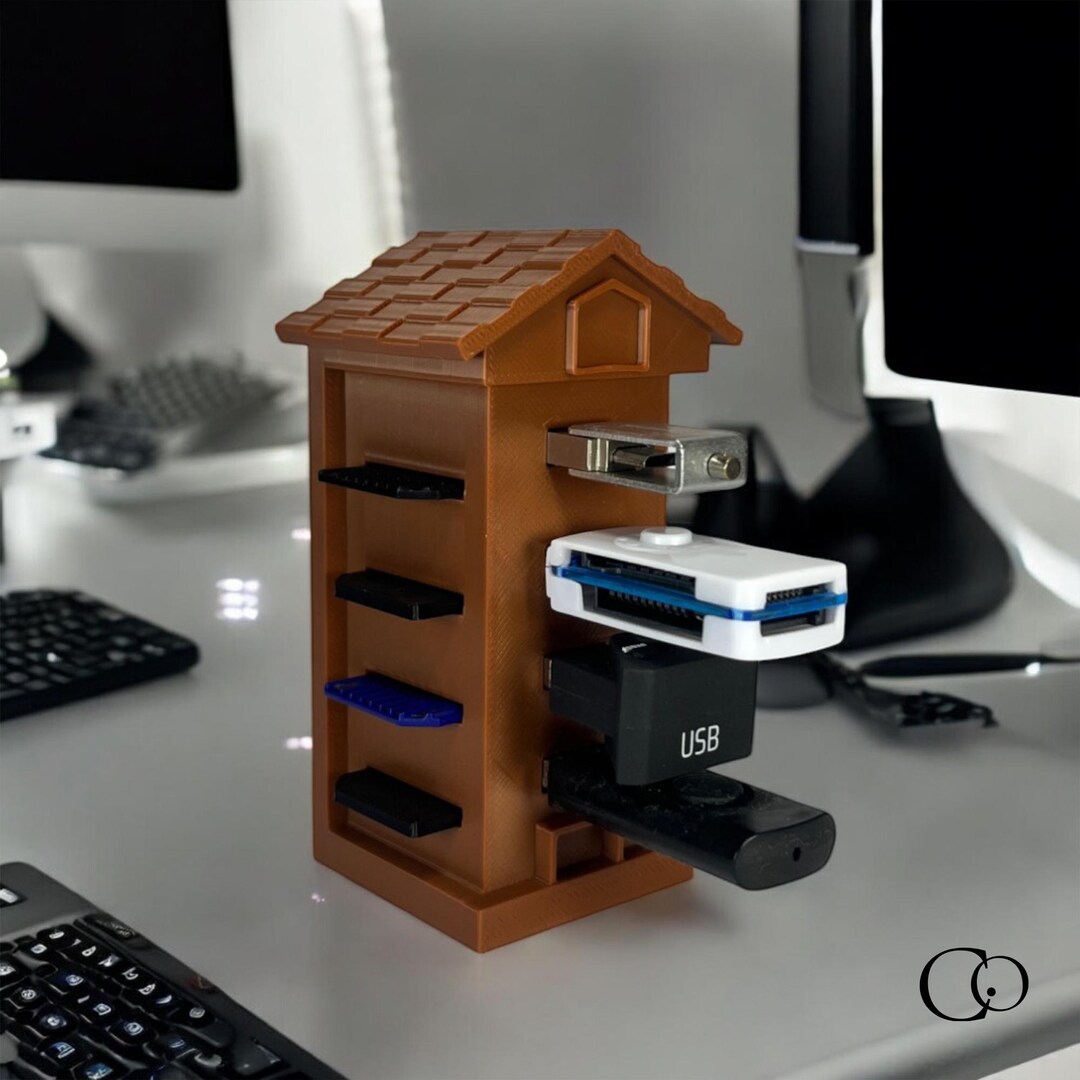 House-shaped USB SD Card Holder | Cute Flash Drive Organizer | 3D ...