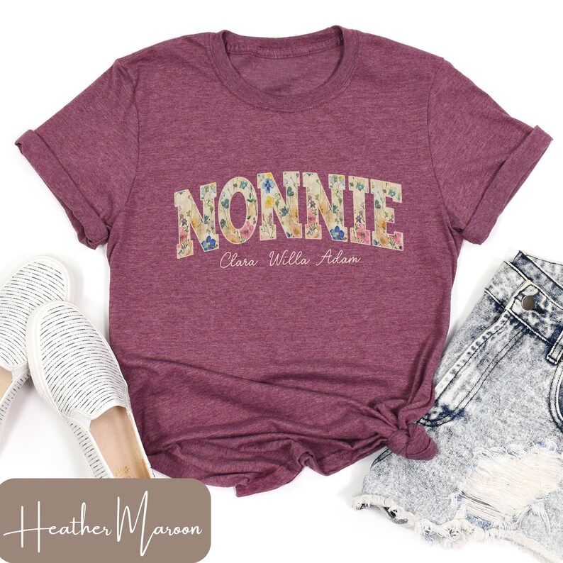 Nonnie Sweatshirt, T-shirt or Long Sleeve Tee, Personalized Grandkids ...