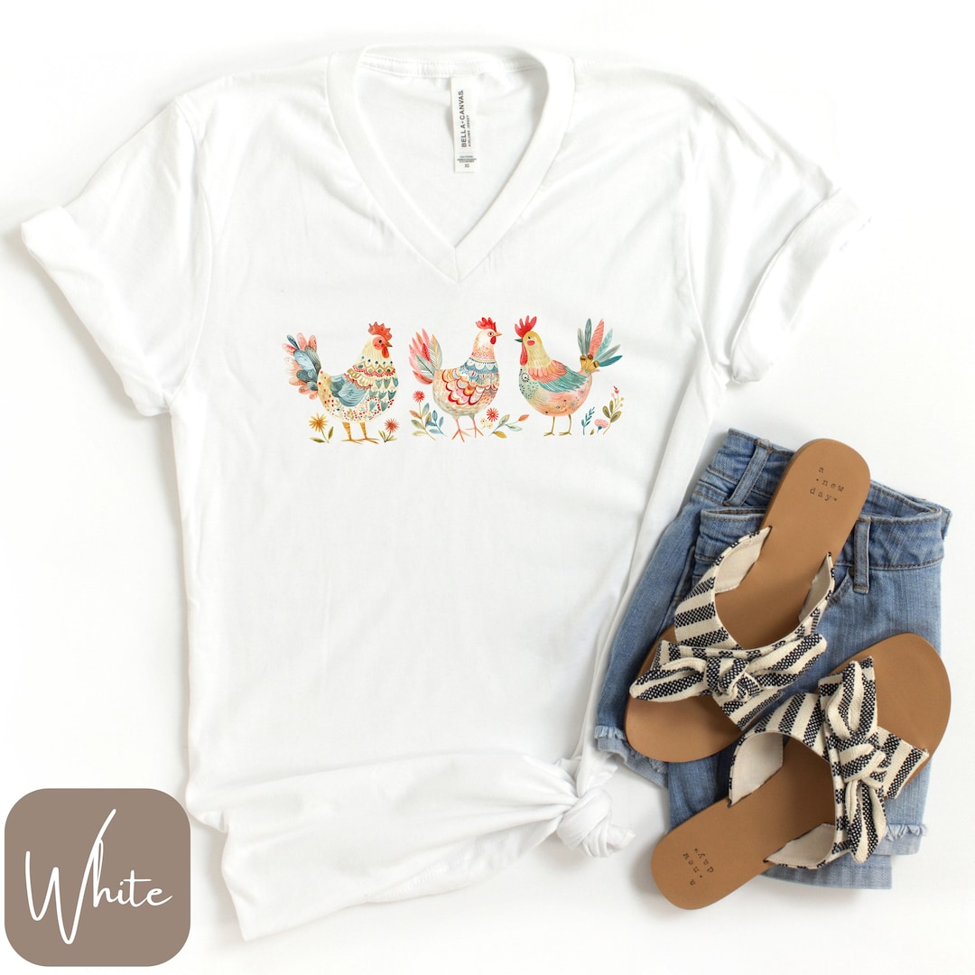 V-neck Chicken Shirt, Chicken Lover Gifts, Pretty Chicken Shirt ...