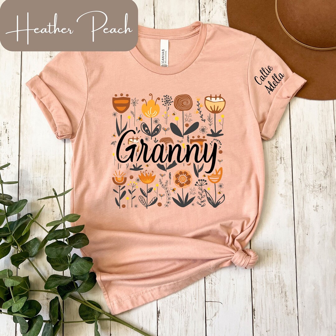 Personalized Granny Shirt, Sleeve Writing With Kids Names, Boho Style ...