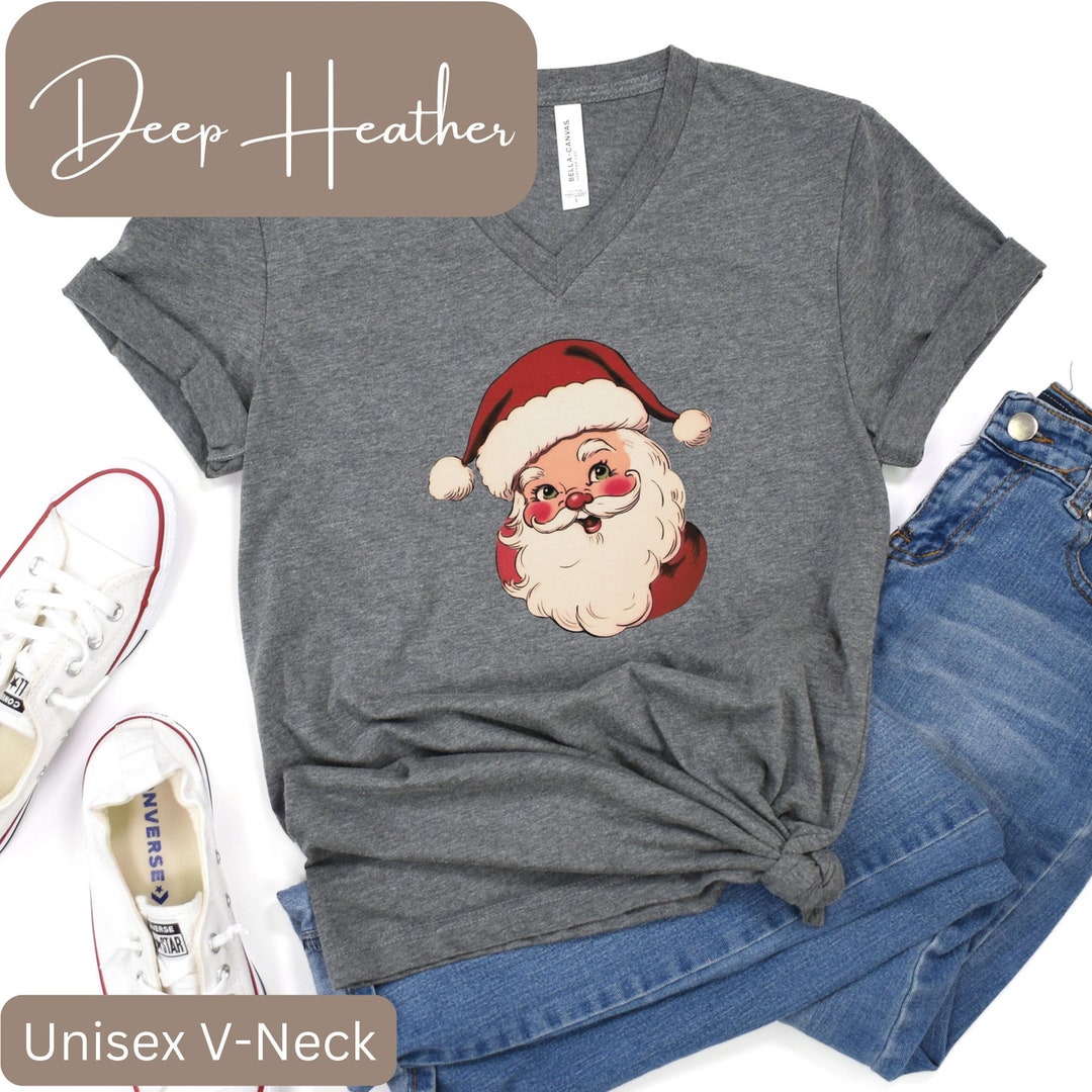 Vneck Retro Santa, Vintage Santa Vneck, Christmas Vneck Tshirt, Retro ...
