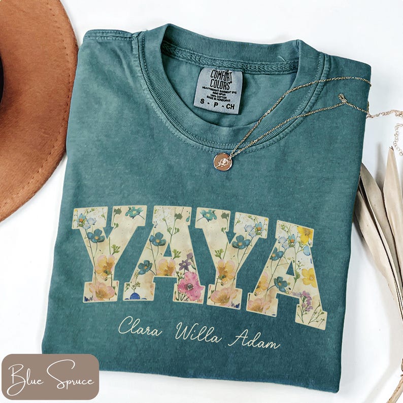 Comfort Colors® Yaya Shirt, Personalized Grandkids Name Shirt ...
