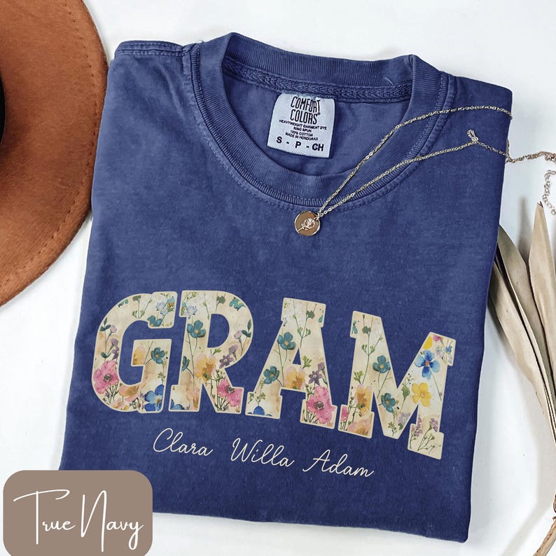 Comfort Colors® Gram Shirt, Personalized Grandkids Name Shirt ...