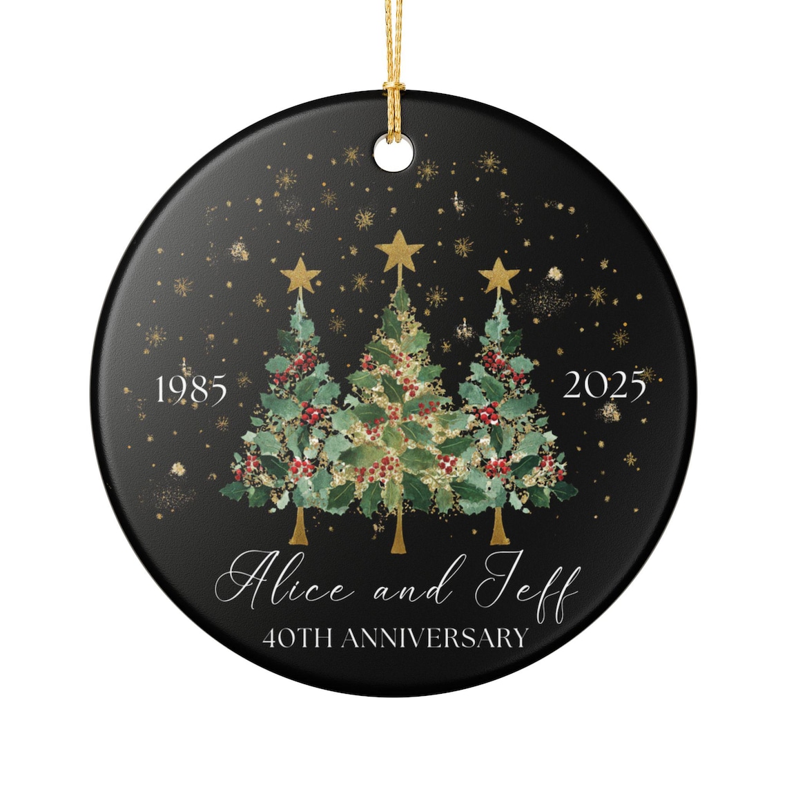 40th Anniversary Ornament, Personalized Wedding Year Ornament, 40th ...