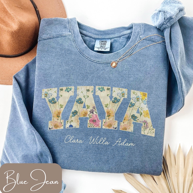 Comfort Colors® Yaya Shirt, Personalized Grandkids Name Shirt ...