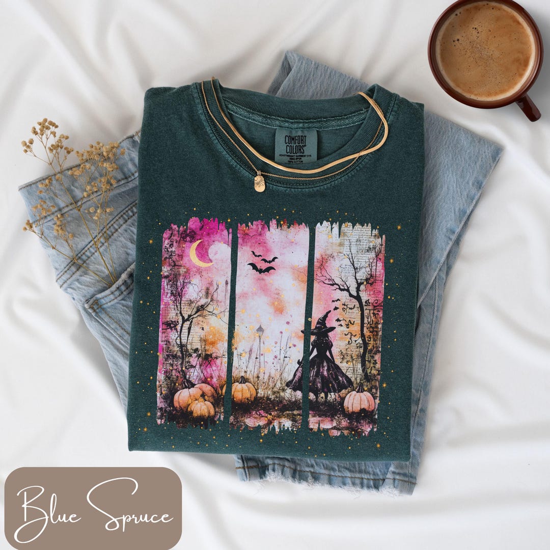 Comfort Colors® Mystical Witch Shirt, Romantic Pink Halloween Tee ...