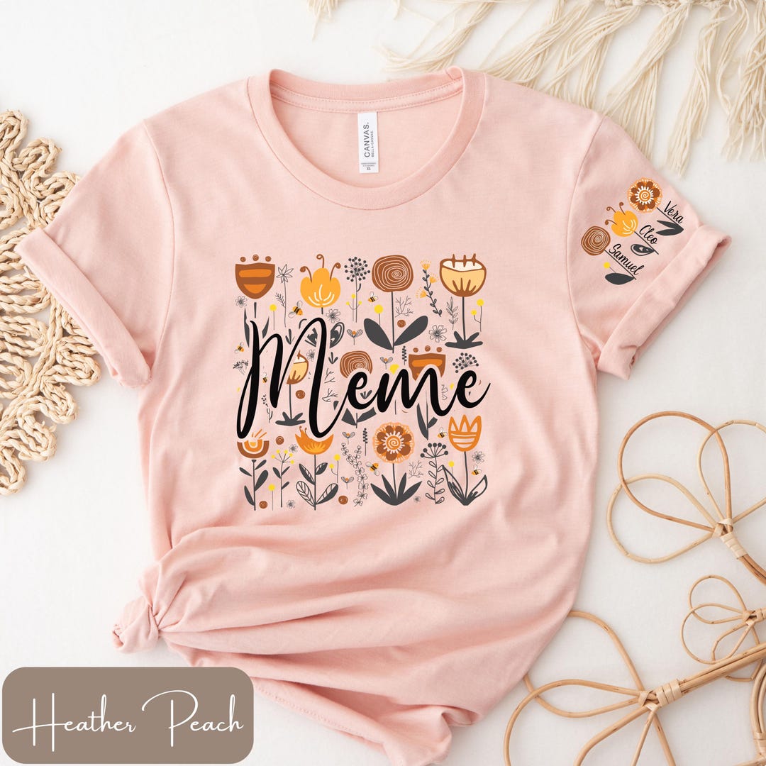 Meme Personalized Shirt, Sleeve Writing With Kids Names, Boho Style ...