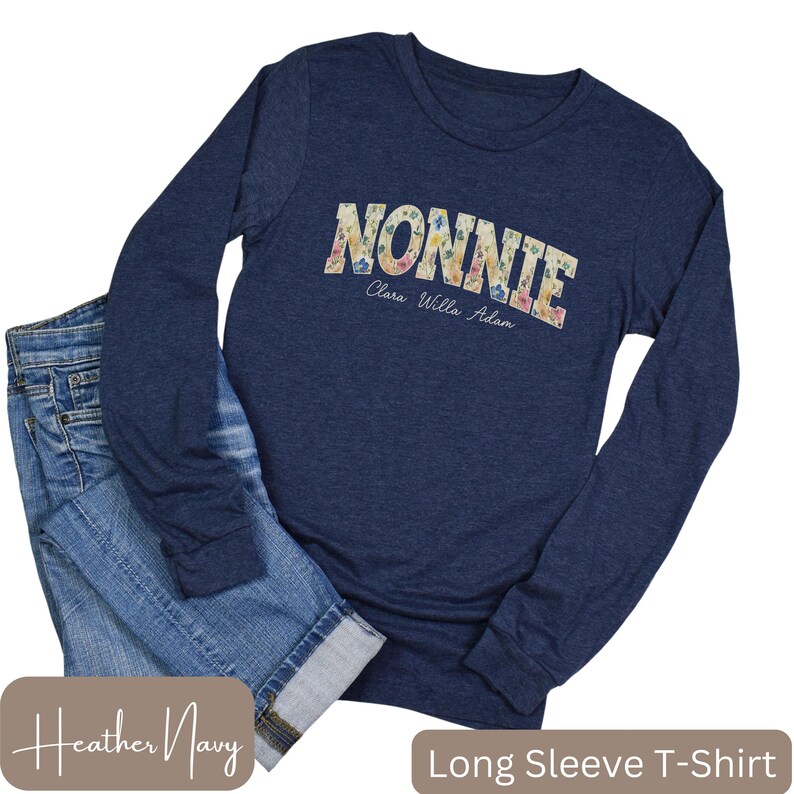 Nonnie Sweatshirt, T-shirt or Long Sleeve Tee, Personalized Grandkids ...