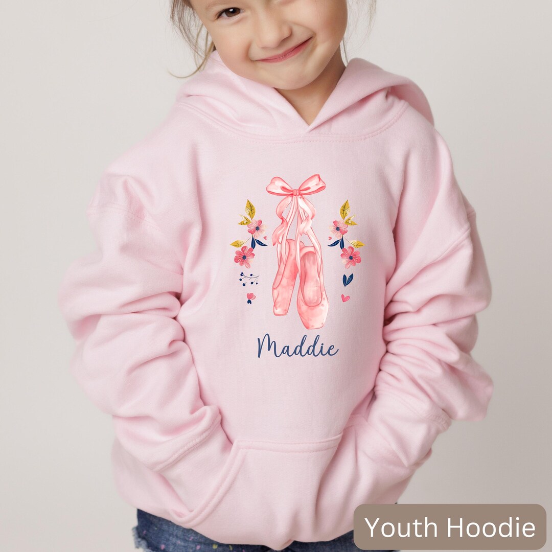 Personalized Ballet Hoodie for Girls, Custom Name Ballerina Shirt ...