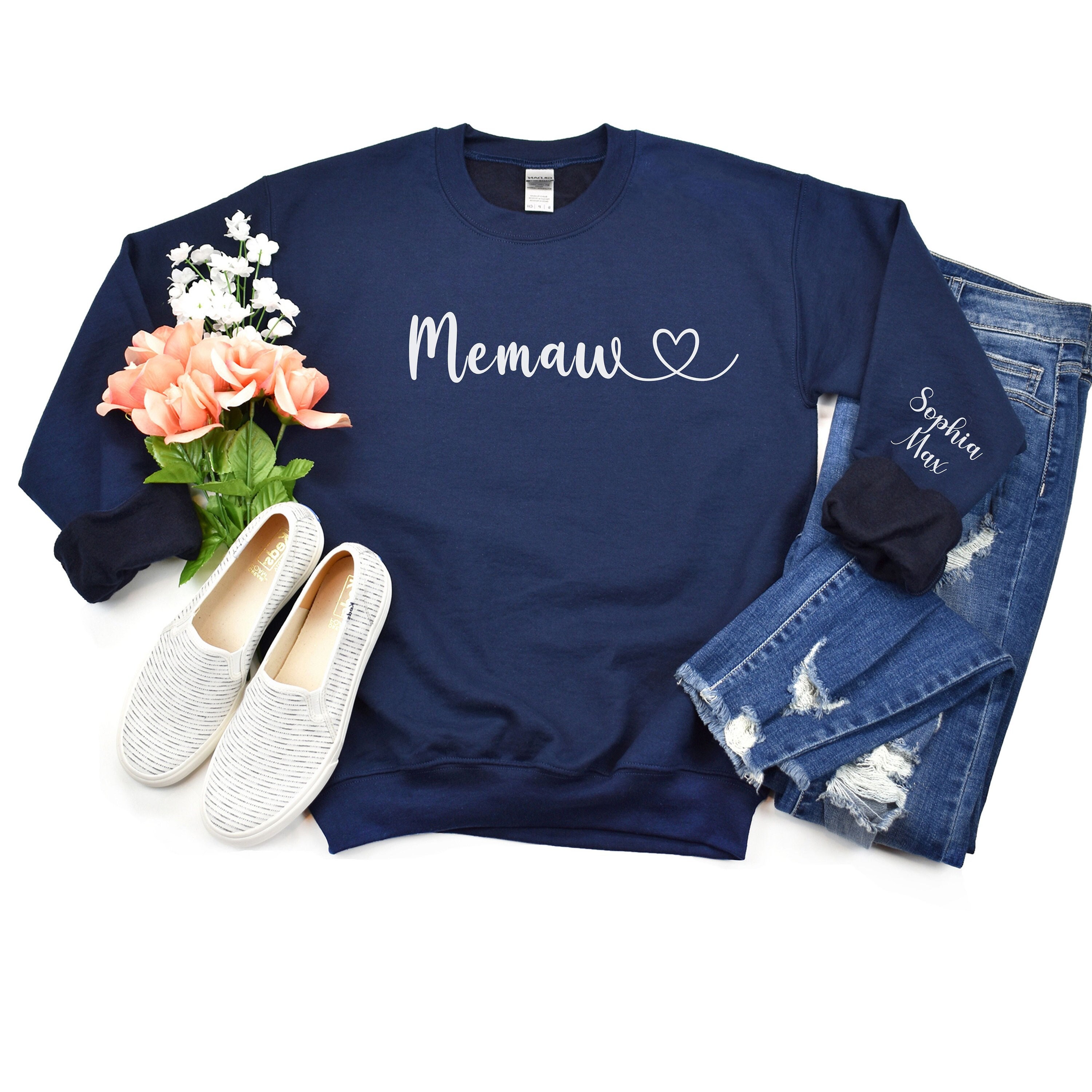 Memaw Sweatshirt With Grandkids Names, Memaw Shirt With Sleeve Design ... Memaw Sweatshirt With Grandkids Names, Memaw Shirt With Sleeve Design ...