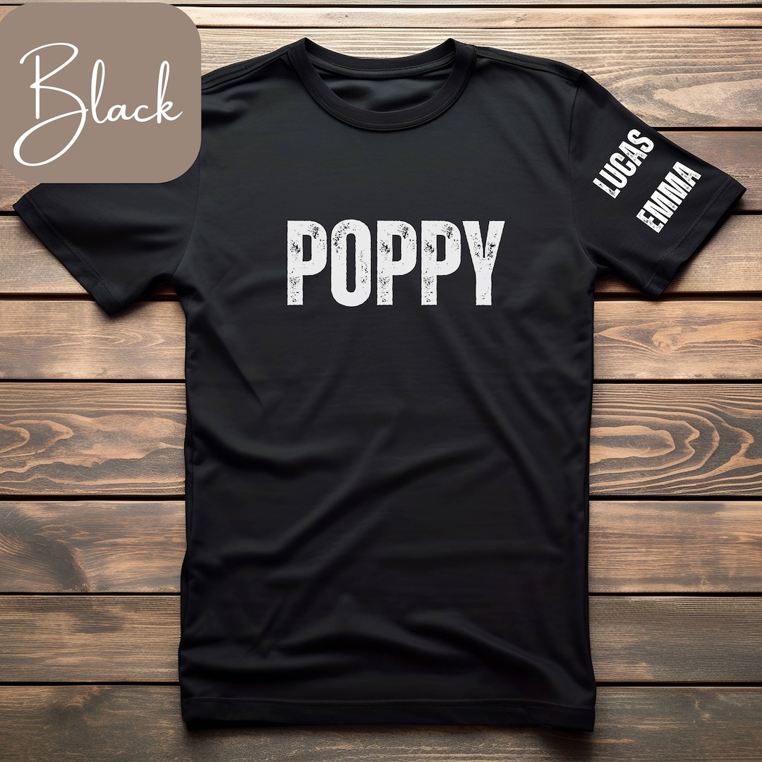 Personalized Poppy T-shirt, Custom Poppy Shirt With Grandkids Names ...