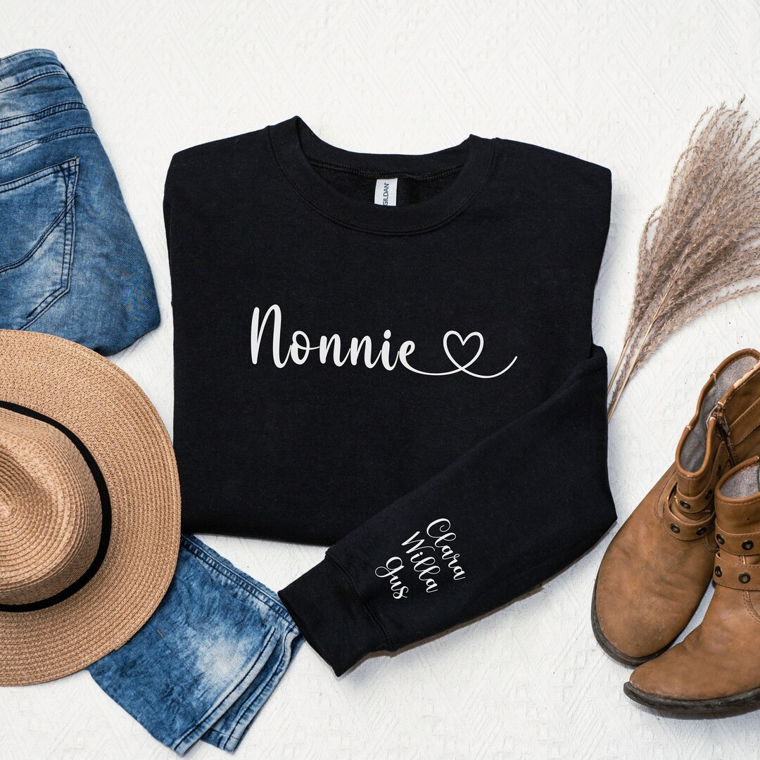 Custom Nonnie Sweatshirt, Sleeve Design Sweatshirt, Personalized Nonnie ...