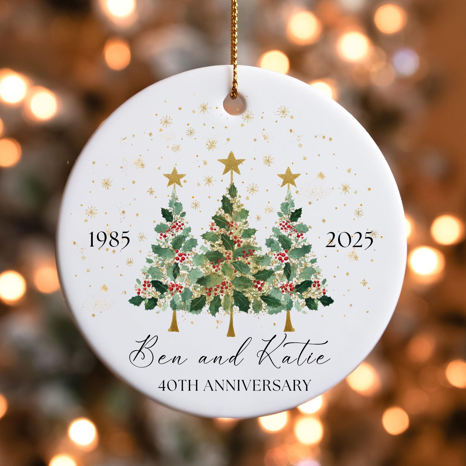 40th Anniversary Ornament, Personalized Wedding Year Ornament, 40th ...