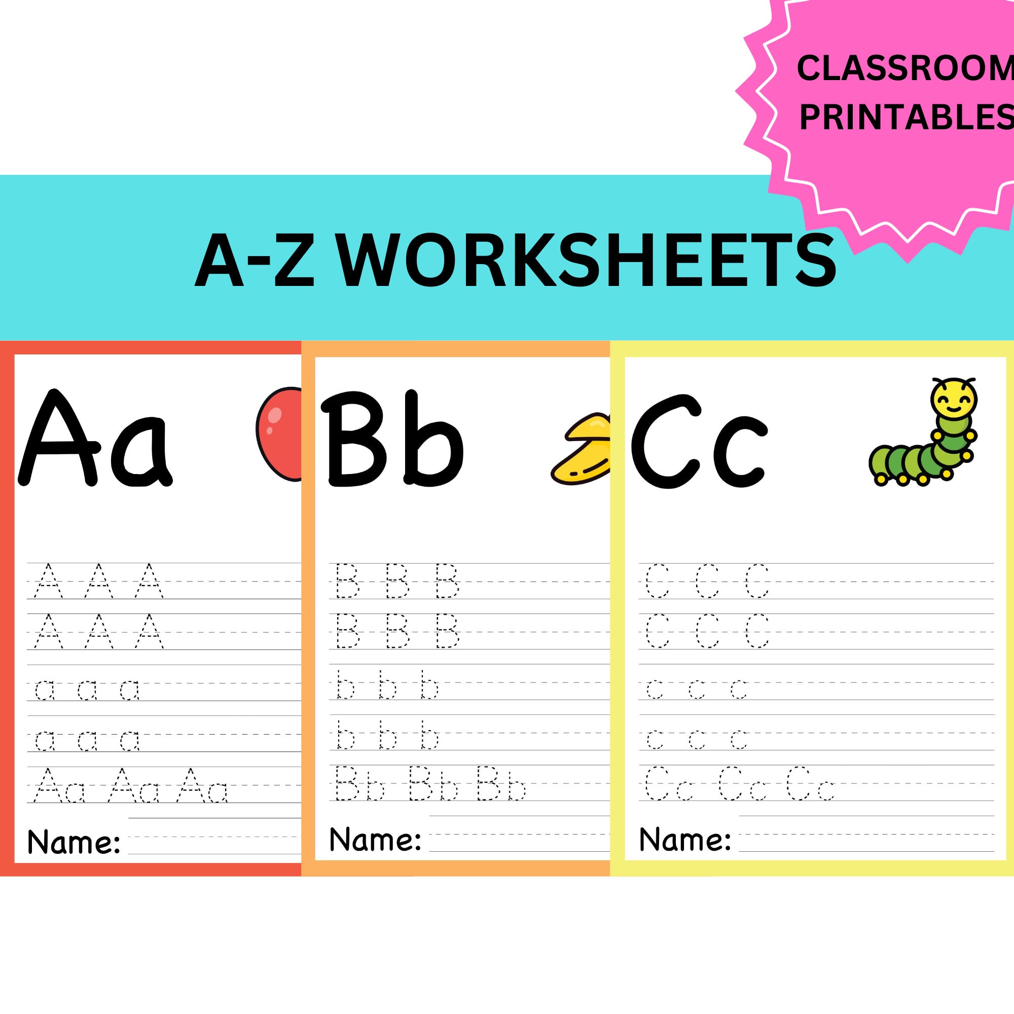 Alphabet Printable Posters and Worksheets - Early Education - Etsy