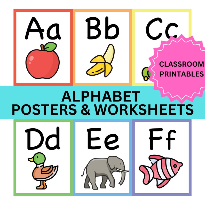 Alphabet Printable Posters and Worksheets - Early Education - Etsy