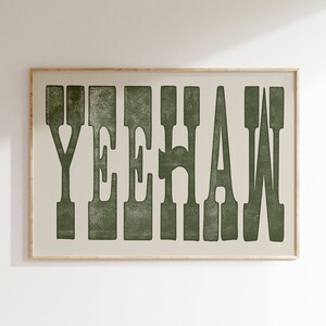 Vintage Yeehaw Art Print, Rustic Howdy Poster, Western Wall Art, Cute ...