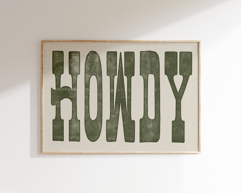 Vintage Howdy Art Print, Rustic Howdy Poster, Western Wall Art, Cute ...