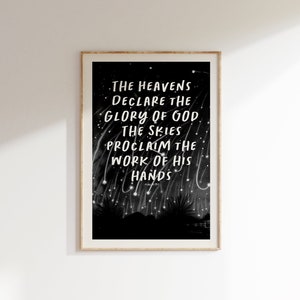 The Heavens Declare Bible Art Print Vintage Christian Wall Art, Psalm ...
