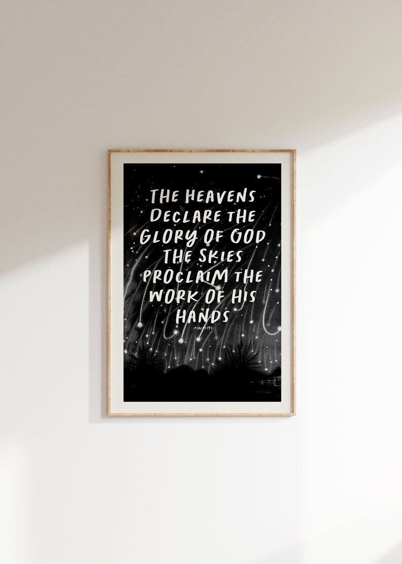 The Heavens Declare Bible Art Print Vintage Christian Wall Art, Psalm ...