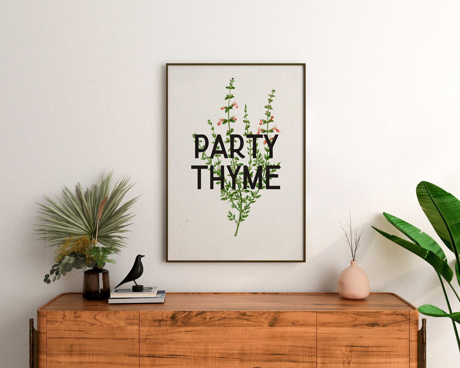 Party Thyme Herb Print, Retro Botanical Illustration Poster, Vintage ...
