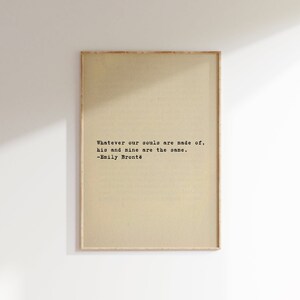 Emily Bronte Quote Wuthering Heights Poster, Bookish Classic Literature ...