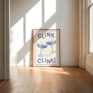 Bar Cart Accessories Cocktail Art Print, Bar Cart Decor, Clink Clink ...