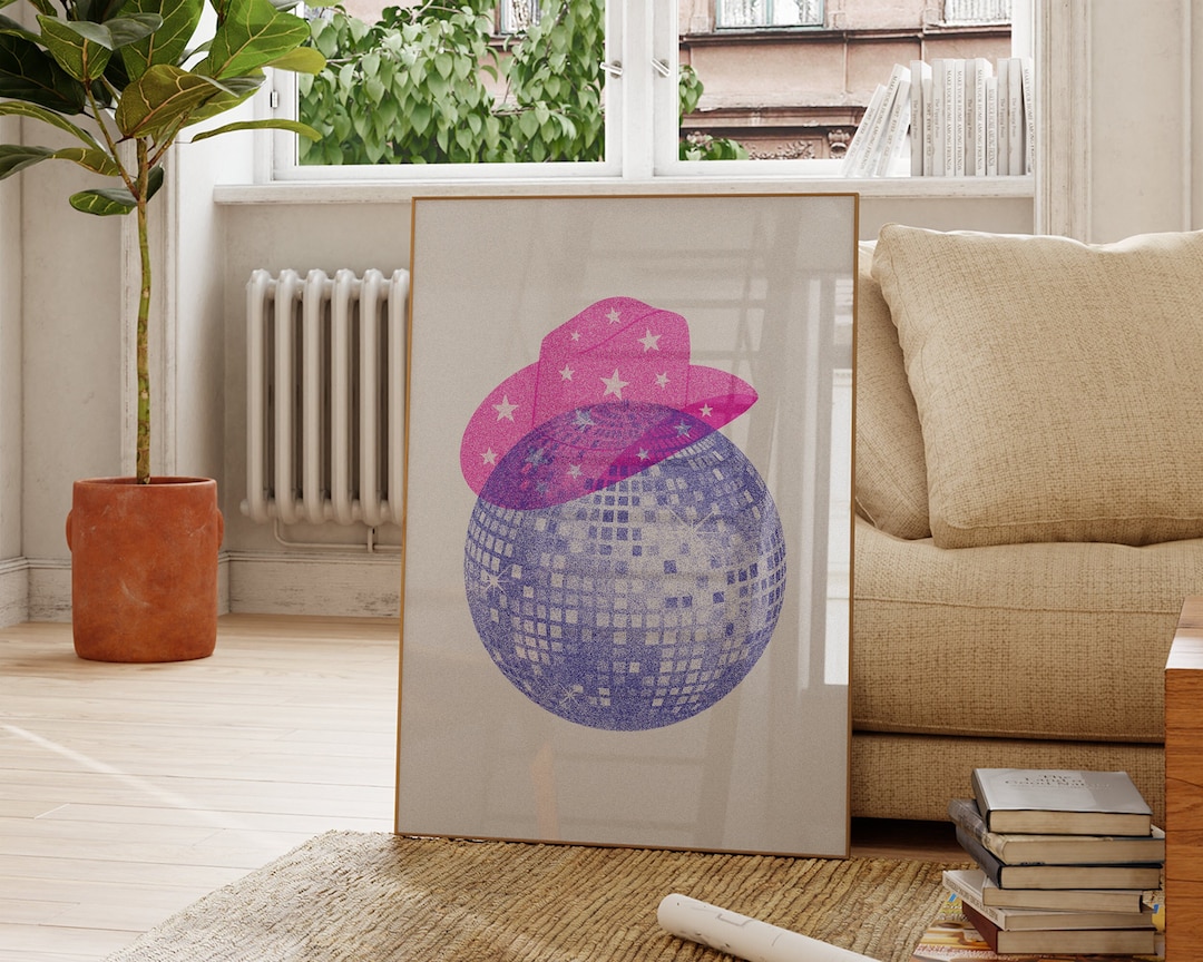 Disco Cowgirl Print Minimalist Wall Art Poster Retro Western Decor Cute ...