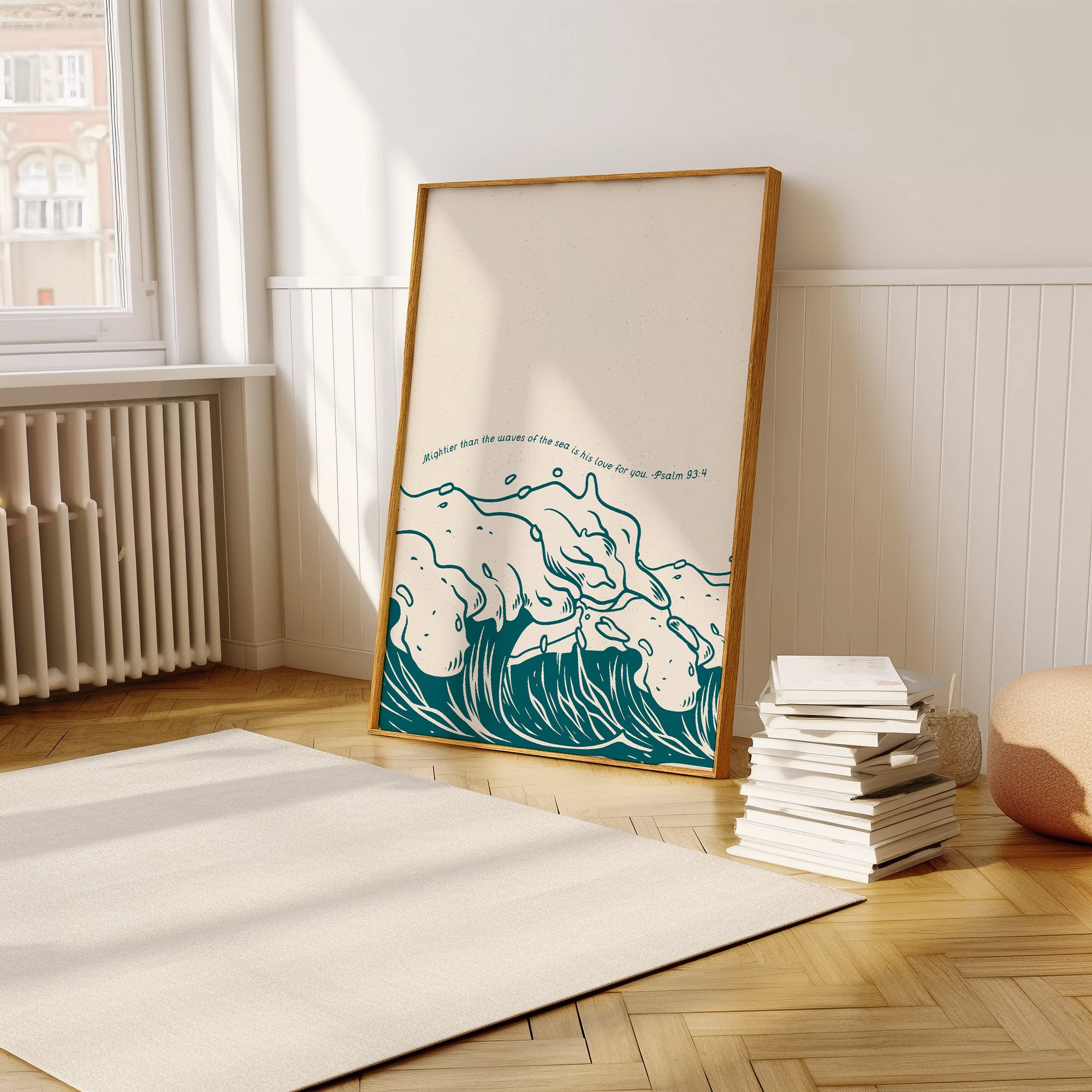 Psalms Scripture Art Print, Minimal Christian Wall Art, Waves ...