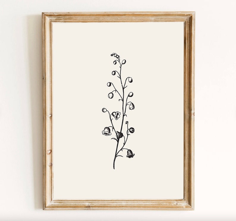 Minimal Floral Illustration Art Moody Floral Art Print - Etsy