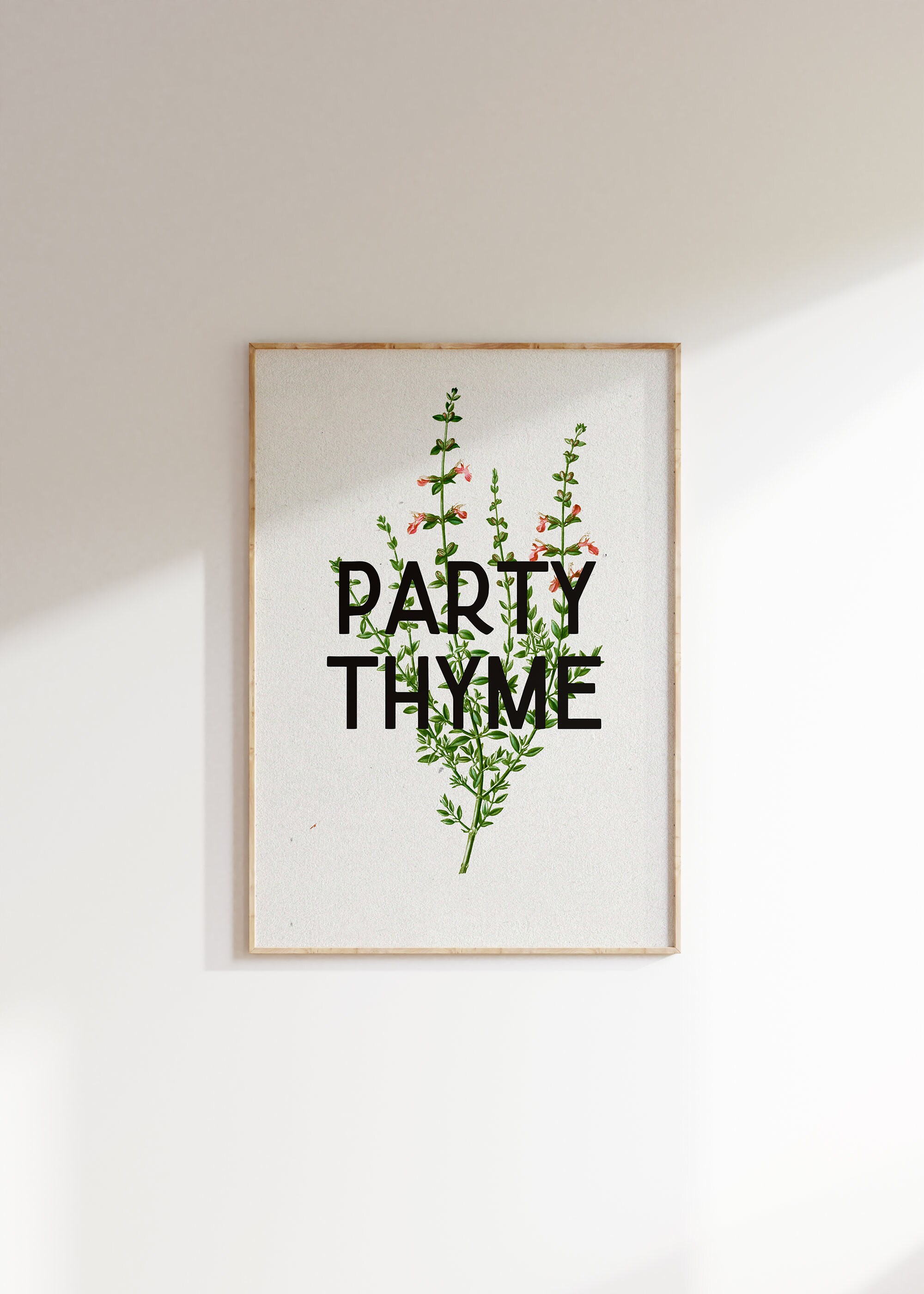 Party Thyme Herb Print, Retro Botanical Illustration Poster, Vintage ...
