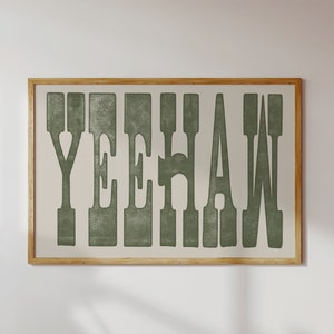 Vintage Yeehaw Art Print, Rustic Howdy Poster, Western Wall Art, Cute ...