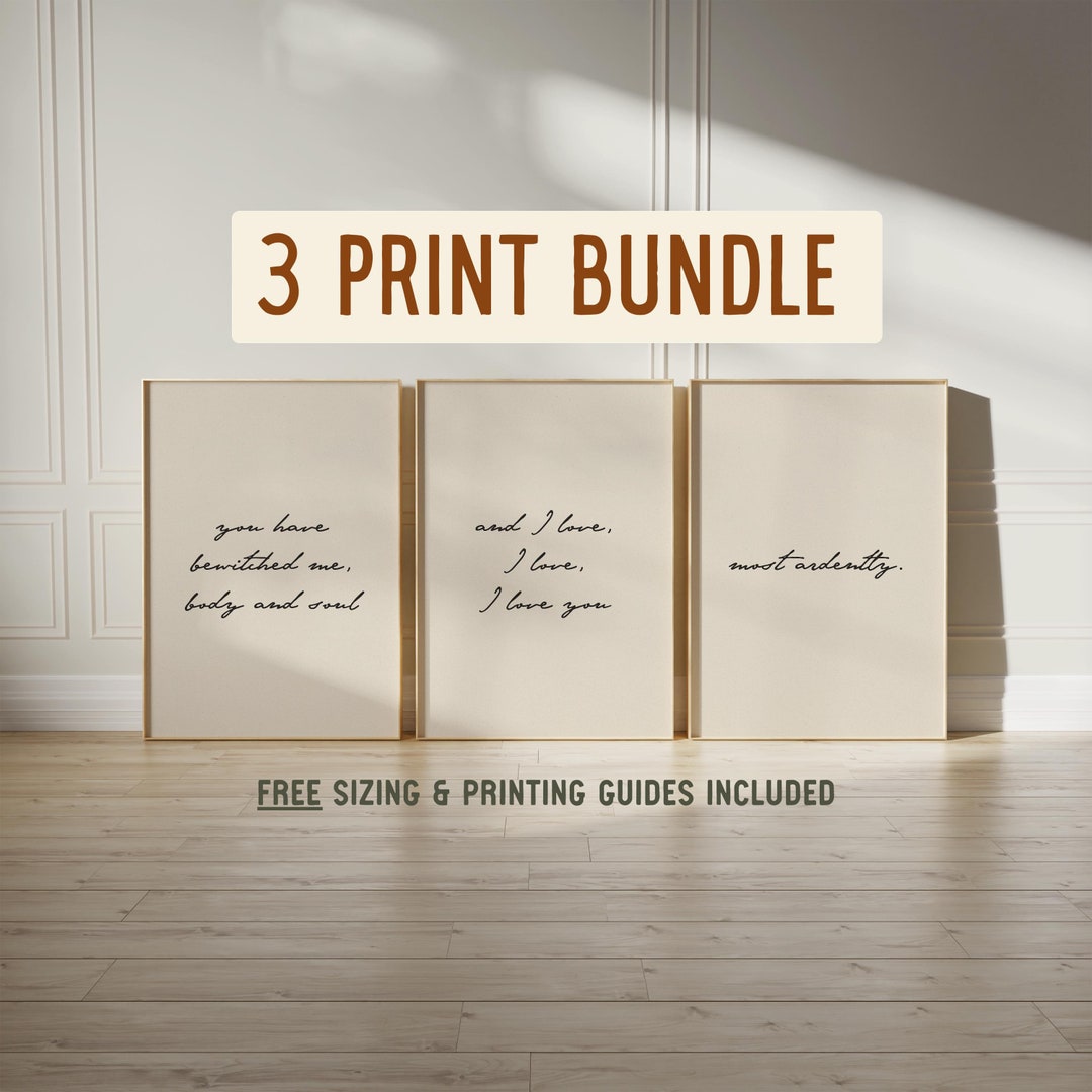 Jane Austen Quote Print Bundle Set of 3 Prints, Pride and Prejudice ...