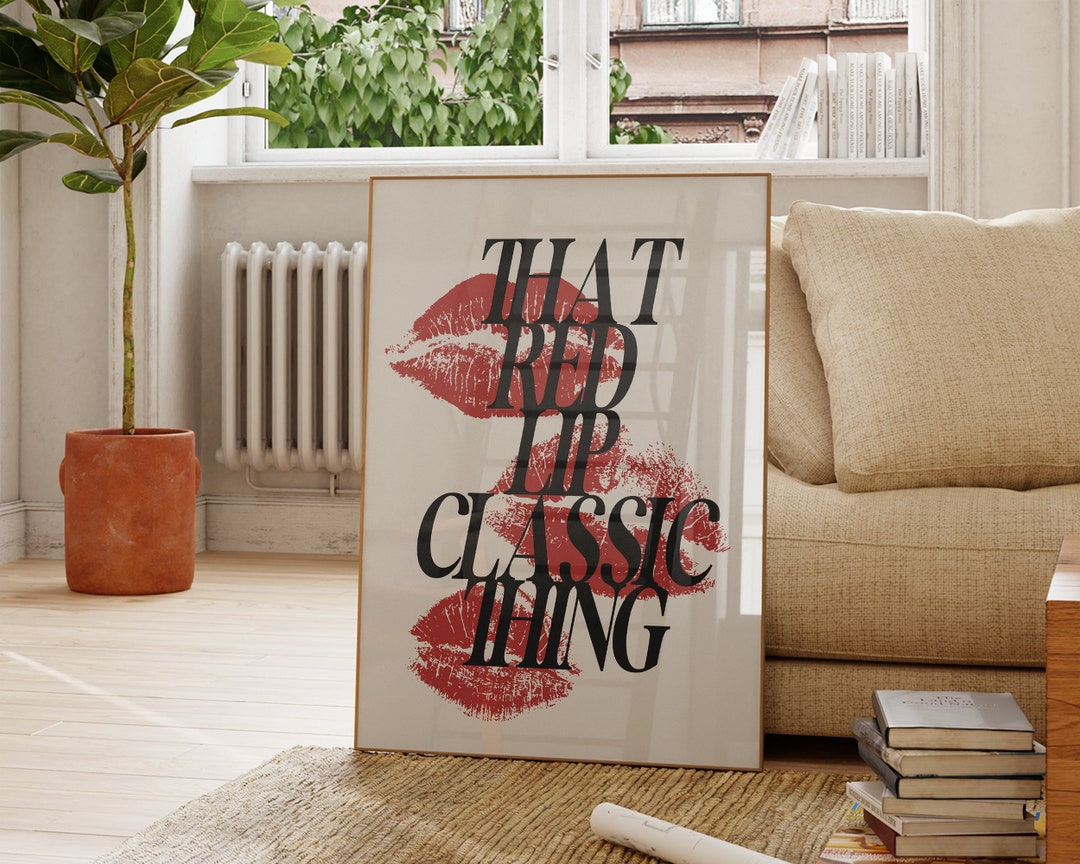 Red Lip Classic Print Retro Wall Art Poster, Taylor Style Cute ...