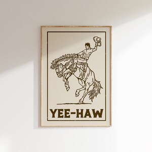 Yeehaw Print, Southern Wall Art Poster, Distressed Vintage Western ...