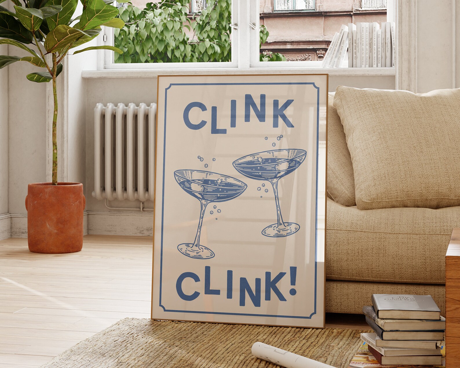 Bar Cart Accessories Cocktail Art Print, Bar Cart Decor, Clink Clink ...