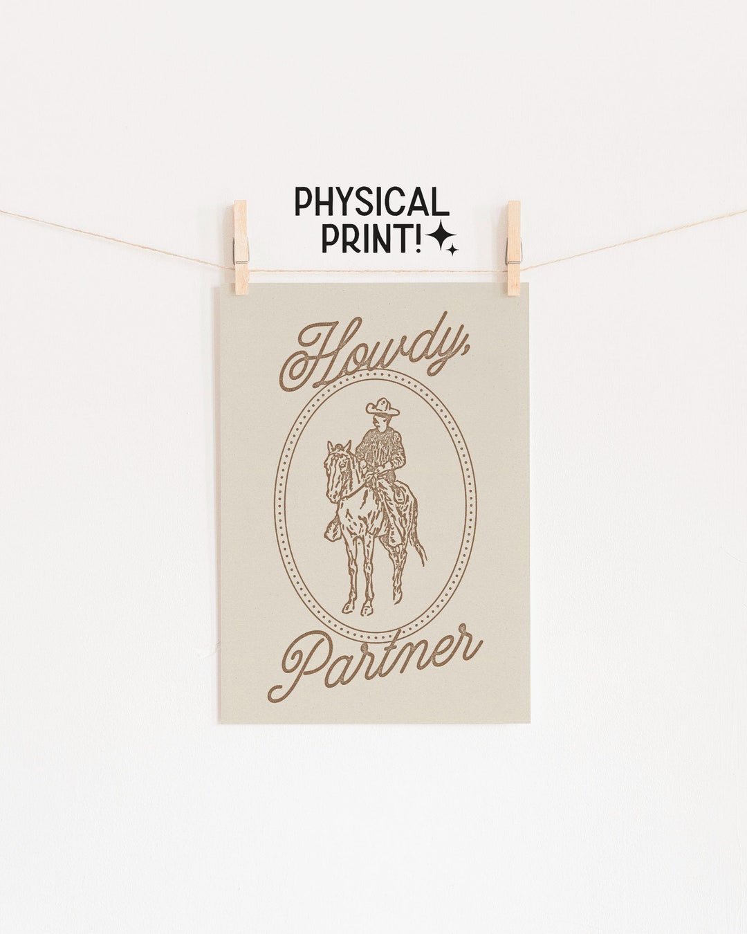 Howdy Partner Cowboy Poster, Giclée Art Print, Western Decor, Howdy Art ...