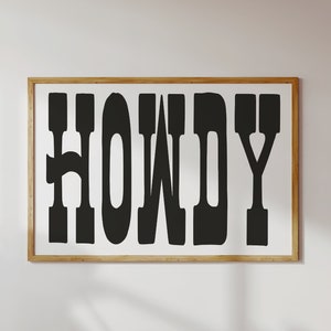 Howdy Art Print, Minimalist Howdy Wall Art, Retro Howdy Poster ...
