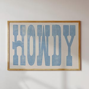 Vintage Howdy Art Print, Rustic Howdy Poster, Western Wall Art, Cute ...