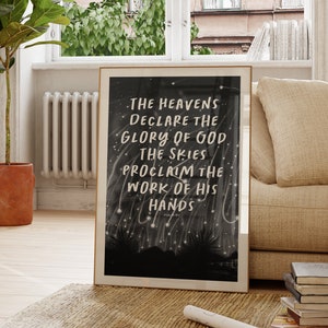 The Heavens Declare Bible Art Print Vintage Christian Wall Art, Psalm ...