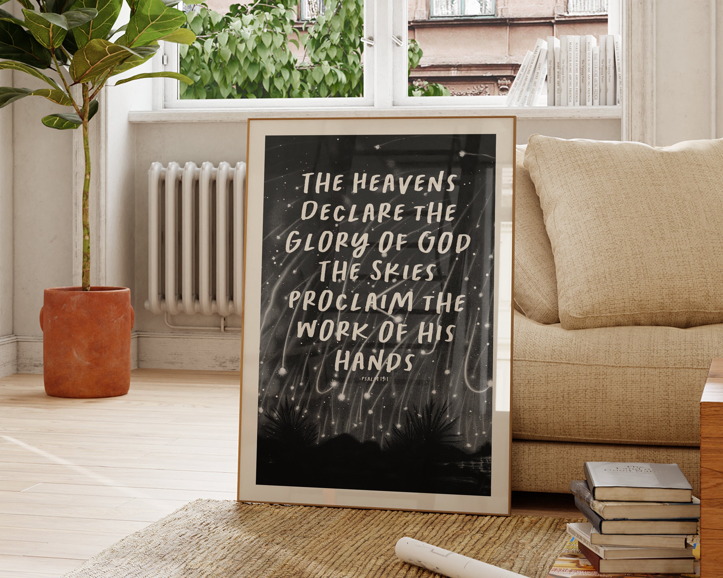 The Heavens Declare Bible Art Print Vintage Christian Wall Art, Psalm ...